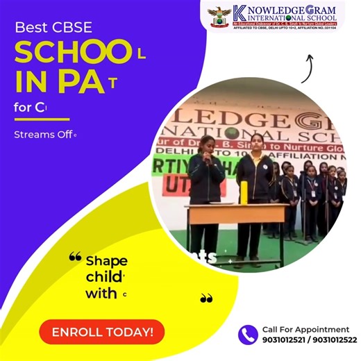 Best CBSE School in Patna for Class 11 & 12 Streams Offered: 🔬 Science 📊 Commerce 📖 Humanities ✔ Career counselling ✔ Competitive exam support ✔ Subject-specific expert teachers Shape your child’s future with confidence. 📍 Near Bhootnath Underpass, Patna 📞 9031012521 / 9031012522 🌐 www.knowledgegramschool.com #KnowledgeGramSchool #InclusiveEducation #SpecialNeedsSupport #PatnaSchools #EveryChildMatters #LearningWithLove #ChildDevelopment #ConfidenceBuilding #HolisticEducation | KnowledgeGr