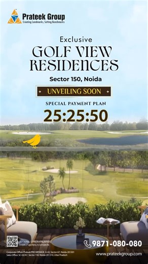 Where Your Balcony Opens to the Golf Course Exclusive Golf View Residences 📍 Sector 150, Noida By Prateek Group Unveiling Soon #GolfViewLiving #PrateekGroup #Sector150 #LuxuryHomes #UnveilingSoon | Prateek Group
