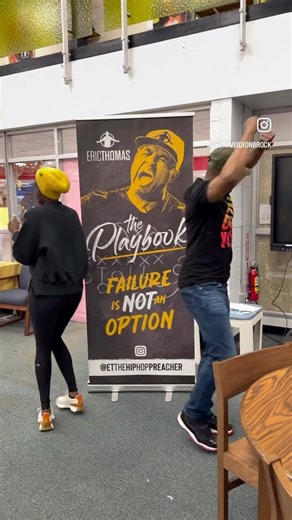 Hitting that handshake with Lisa A. Smith at the Playbook Program at Beaumont Westbrook — energy was next level. Amazing day with amazing students. | DrTravis Dion Brock