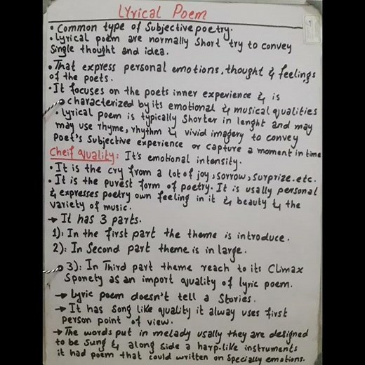 Lyrical Poetry | lyric poetry examples | types of lyric poetry | BS English Notes