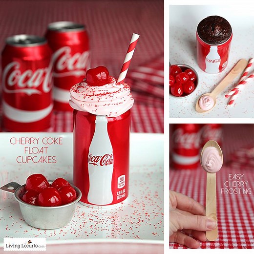 317K views · 183 reactions | These Cherry Coke Float Cupcakes are the CUTEST dessert!  --> Print Recipe Here: https://www.livinglocurto.com/cherry-coke-float-cupcakes-recipe/ *Alternative: Bake cake in a cake pan, then place inside the empty cola cans. | The Novice Chef | Facebook