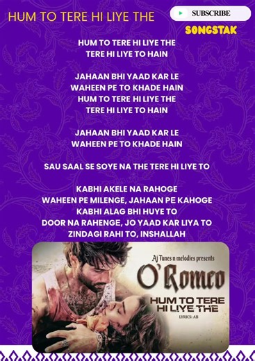 Hum To Tere Hi Liye The (Lyrics) | Arijit Singh | Shahid , Triptii | Vishal | Gulzar | ORomeo #viral