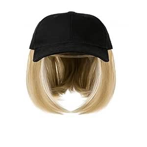 Woman wig Baseball Cap with Hair Extensions Straight Short Bob Hairstyle Adjustable Wig Hat Duck Tongue Hat Wig
