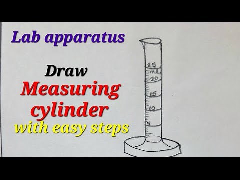 Measuring cylinder drawing easy, Draw lab apparatus easy,Chemistry lab equipment drawing easy
