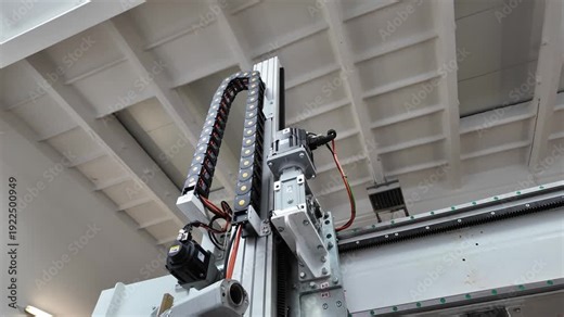 Automated robotic arm moving on linear guide