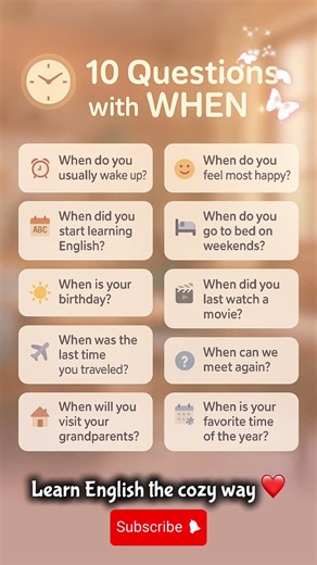 🕒 10 “When” Questions in English | English Speaking Practice | Kozy English #speakconfidentenglish