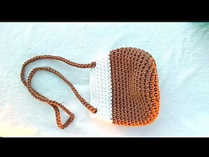 Easy crochet bucket bag,crochet drawstring bag