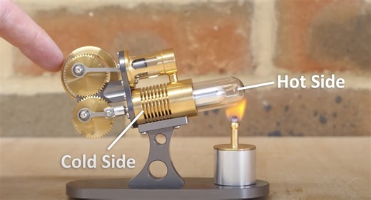 Engineer Builds Beautifully Simple Stirling Engine and Straps It to a Bike, Watch It Go!