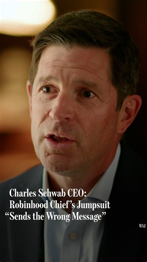 The Wall Street Journal on Instagram: "Charles Schwab's CEO Rick Wurster said the race-car driver’s jumpsuit worn by Robinhood's chief executive last year "sends the wrong message to young investors."⁠ ⁠ At Robinhood’s annual summit for active traders last year, CEO Vlad Tenev compared playing the markets to circling a racetrack, where the “machine can make all the difference.” Trading, he said, was “high stakes,” and “one of the most intense lifestyles out there.” And to make his point, Tenev w