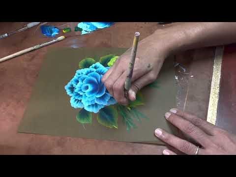 Blue One Stroke Flower Painting Tutorial | Easy Acrylic Flowers for Beginners