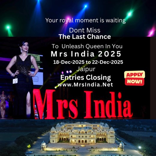 48K views · 209 reactions | ✨ Now or Never, Queen! ✨ Your crown moment is just one step away — but time is running out. Join Mrs India 2025 and let the world see your royal confidence.  18–22 December 2025  Jaipur  Entries Closing Any Moment! Secure Your Spot  www.MrsIndia.Net #MrsIndia #MrsIndia2025 #BeTheQueen #FinalCall #ApplyNow | Mrs India | Facebook