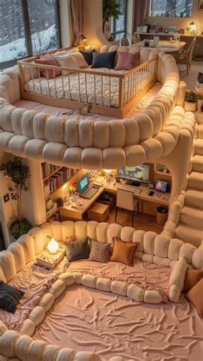 Cozy Multi-Level Home Interior😍 #youtubeshorts #cozynights