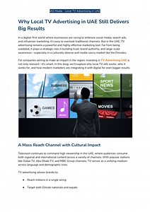 Why Local TV Advertising in UAE Still Delivers Big Results - SlideServe
