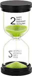 SuLiao Hourglass 2 Minute Sand Timer: Plastic Green Sand Watch 2 Min, Large Reloj De Arena Two Minutos, Colorful Hour Glass Sandglass for Kids, Classroom, Student, Kitchen, Games, Decor