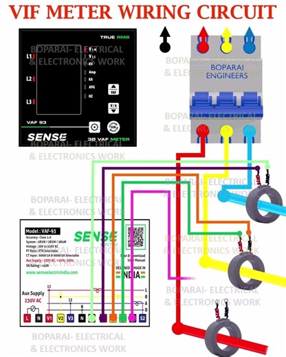 SENSE VIF METER WIRING CIRCUIT #industrial #voltage #ammeter #frequency #mcb #electrical #metering