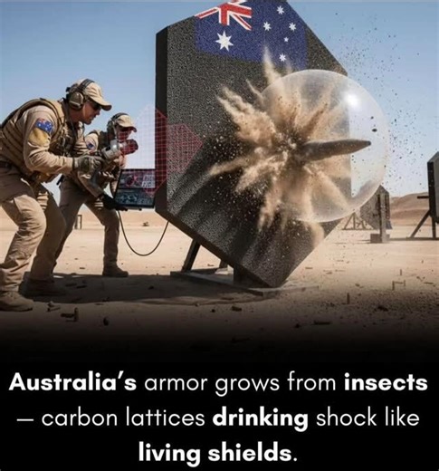 Tech Hub on Instagram: "In Melbourne, Australian bio-materials researchers have converted insect-derived chitin into carbon foam that absorbs extreme kinetic energy. The foam’s hexagonal micro-lattice spreads impact loads like a shock web, preventing fragmentation. Technically, enzymatic pyrolysis removes water and nitrogen, leaving reinforced carbon frameworks as light as cork and stronger than steel plates. Prototype vehicle panels shrug off ballistic rounds while weighing half as much as comp
