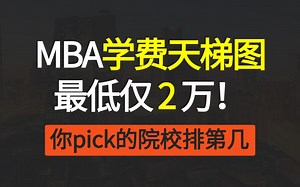 学费最低仅2.4万！全国MBA学费天梯图，你Pick的院校属于哪一级别？