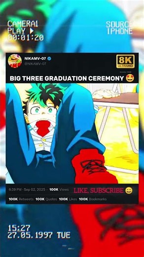 BIG THREE GRADUATION CEREMONY 🤩 #deku #myheroacademia #mha #anime #shorts