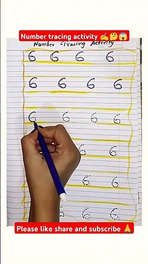 Trace the Number 6 ✍️ | Learn to Write Numbers for Kids|Number Tracing Activity #shortsfeed #shorts