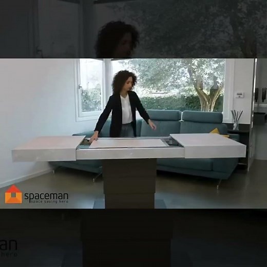 Marble - Look Coffee Table Rises & EXTENDS to Dining Table (Luxury Space Saving) - spaceman.com