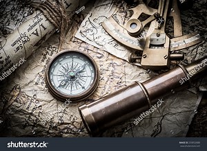 Vintage Still Life Compasssextant Old Map Stock Photo 233052688 | Shutterstock