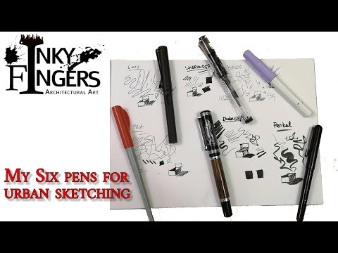 Six pens for Urban Sketching.