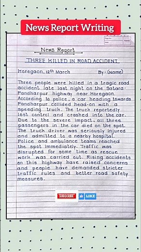 Report Writing | News Report | Report Writing Class 10 | #shorts #reportwriting #newsreport