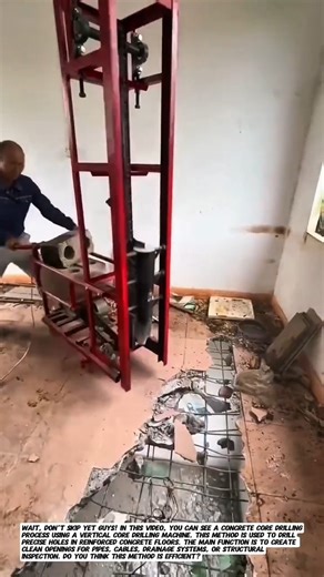 Concrete Core Drilling Process Using Vertical Drilling Machine.