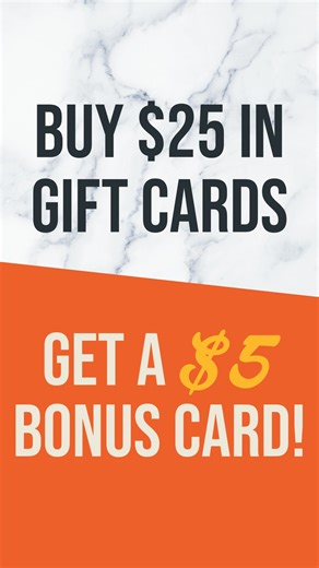 Yep, you're reading that right! Buy $25 in gift cards, get a $5 bonus card for FREE*! 😎 *Offer available in-store and online from 11/1/25 – 12/31/25 at participating locations, while supplies last. Physical and electronic $5 BONUS Reward Cards can be used in-store from 1/2/26 – 3/31/26. BONUS Cards are for one-time use only and cannot be used to purchase Gift Cards. Limit one BONUS card per table, per visit. Not valid in conjunction with other coupons or discounts. Cannot be redeemed on whole p
