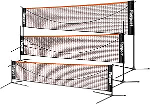 FBSPORT Portable Badminton Net Set, Adjustable Height Tennis, Kids Volleyball, Soccer Tennis Badminton Net with Poles Carry Bag, Easy Set up Net for Backyard, Beach, Driveway, 17ft, Black