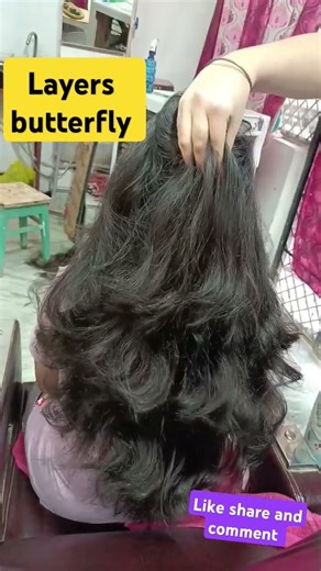 layers butterfly 🦋 simple butterfly cut easy way of layers step cut #butterfly #longlayers #haircut
