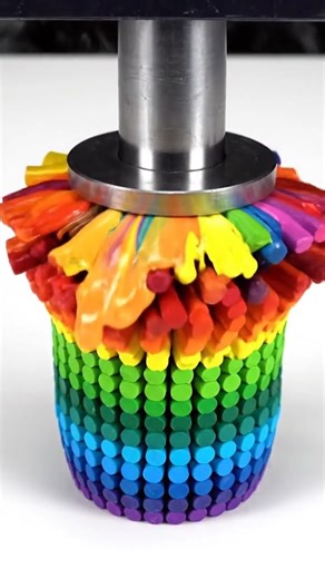 😱 Hydraulic Press vs Crayons! Liquid Explosion ASMR 🎨💦