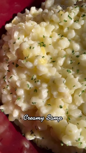 Creamy Samp 🍚 𝗜𝗻𝗴𝗿𝗲𝗱𝗶𝗲𝗻𝘁𝘀: 3 cups samp, soaked and rinsed 1 cup milk 60g butter, cut into cubes 1 tablespoon Aromat 1 teaspoon dried parsley 1 sachet Knorr Thick Vegetable Soup 𝗠𝗲𝘁𝗵𝗼𝗱: 1. Rinse the samp, then soak it for atleast 1 hour before preparing, any of the kernels that float to the surface should be discarded. Then drain and set aside. 2. Bring a large pot of water to boil and add in the samp. Cover and allow to cook on medium-low heat for 1 hour. 3. After 1 hour the sa