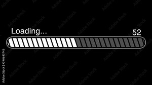 Loading Bar Animation, Progress Bar On Computer Screen / Web Page - Black Background - 4K Ultra