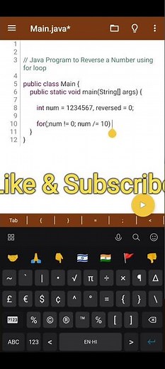 Java program to reverse a number using for loop | Java program example | Java tutorial
