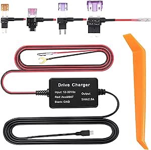 Acouto Dash Cam Hardwire Kit 12V-30V to 5V Car Dash Camera Power Cord Hardwiring Set for Mirror Cam GPS Navigator Radar Detector (MINI)