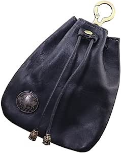 1 Pcs Leather Mini Medieval Pouch Keychain, Coin Organizer, Change Holder, Leather Drawstring Pouch for Men & Women