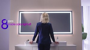 Apmir 60 in. W x 28 in. H Rectangular Frameless RGB Backlit & LED Frontlit Anti-Fog Tempered Glass Wall Bathroom Vanity Mirror L001AC15070RGB