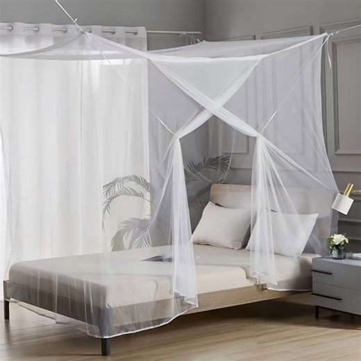 Mosquito Netting,Mosquito Net For Bed,6.7FT Bed Mosquito Net Bedroom Decorative Side Opening Net Curtains,4 Corners Mosquito Net for Bed,Netting Canopy,Without Bed Frame(White)