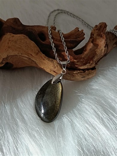 "pebble" Necklace in Golden Obsidian - Etsy