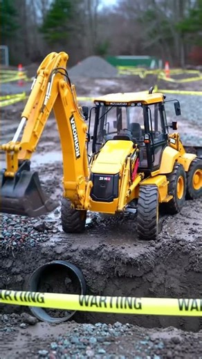 Mini vs. Mighty: RC Backhoe & Asphalt Paver in Action! 🚧