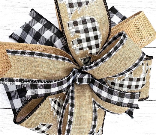 Buffalo Check Christmas Bow: Burlap Bear, Moose, Pine Tree Wreath Decor - Etsy