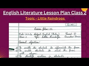 English Literature Lesson Plan Class 2 | Topic-Little Raindrops | B.Ed | B.El.Ed | B.T.C | D.El.Ed