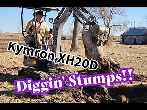 Mini-Excavator Kymron XH20D, Learning How to Dig Out Stumps