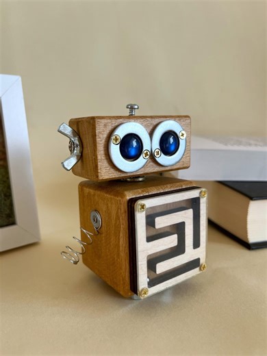 Handmade Wooden Robot Decor – Cute Small Desk Robot Sculpture Gift for Robot Lover - Etsy