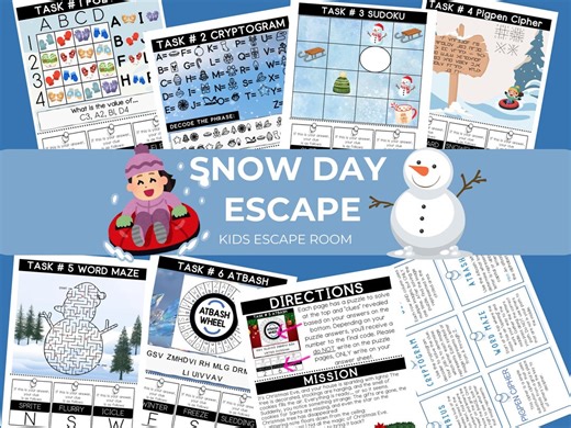 Winter Escape Room for Kids - Snow Day Escape - Ages 6-10 - Etsy
