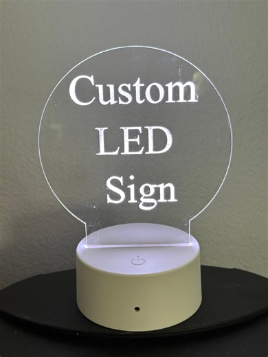 Custom LED Acrylic Table Sign: Engraved Logo, Remote Control, 6" Round - Etsy