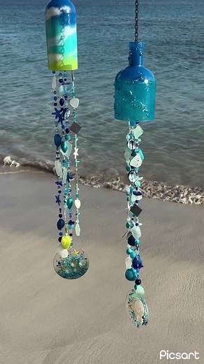 Coastal Wind Chimes with Sea Glass and Shells | Handmade Decorations