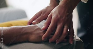 Nurse, IV needle and plaster at a hospital with vaccine and healthcare infusion with virus. Medicine, clinic and medical support with patient and doctor helping with blood sample for health treatment