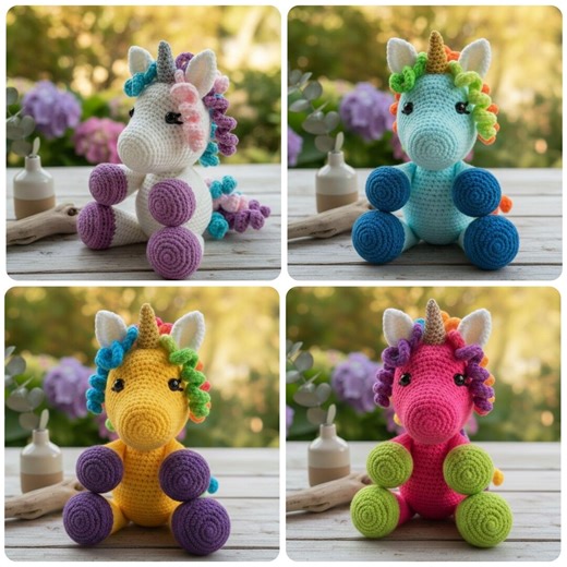 Crochet Unicorn Pattern PDF, Amigurumi Unicorn Tutorial With Photos, Easy DIY Magical Horse Plushie, Stuffed Animal Crochet Guide Beginners - Etsy